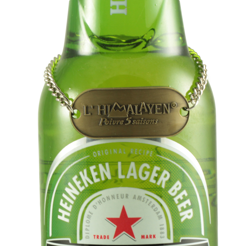 Metal bottle label and prime on pack - QCS Asia promotional product factory